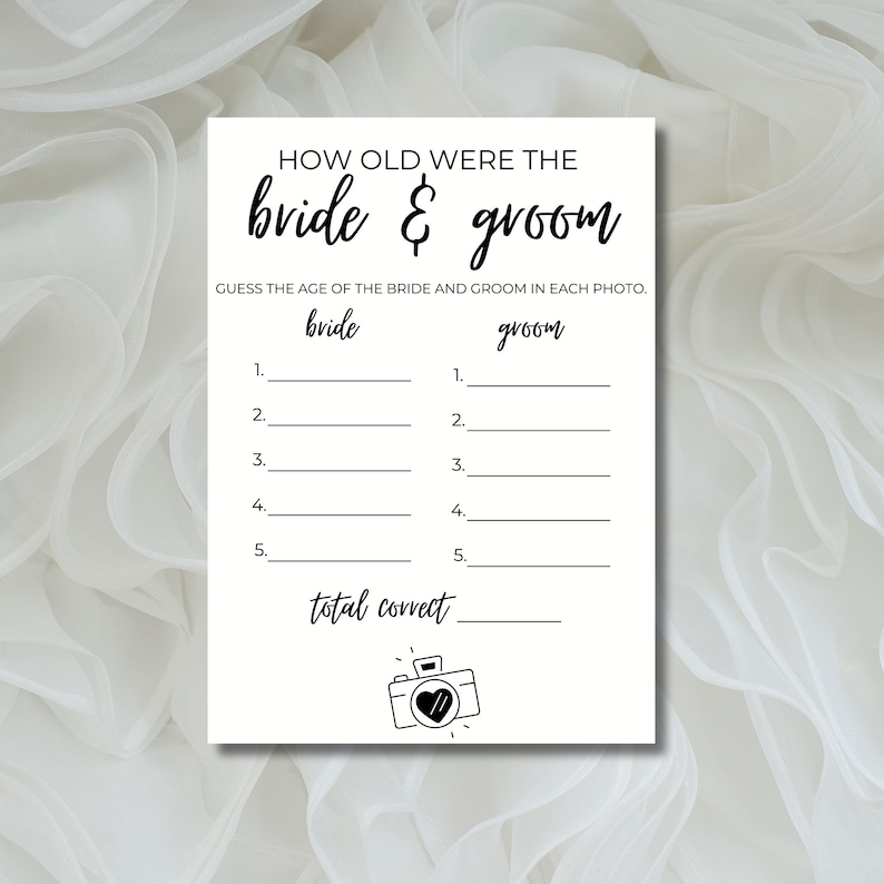 How Old Were the Bride & Groom | Bridal Shower Game | Wedding Shower ...