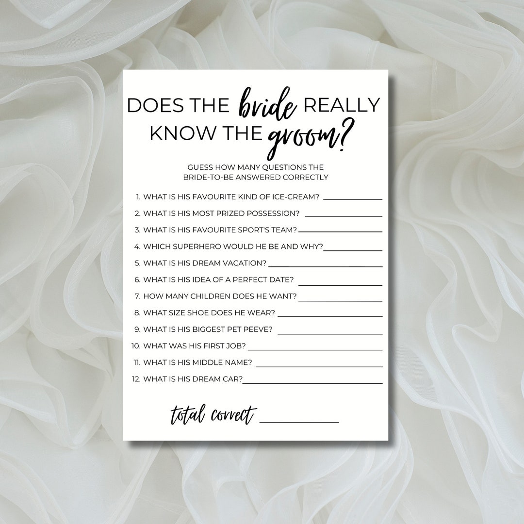Does the Bride Really Know the Groom | Wedding Shower | Bridal Shower ...