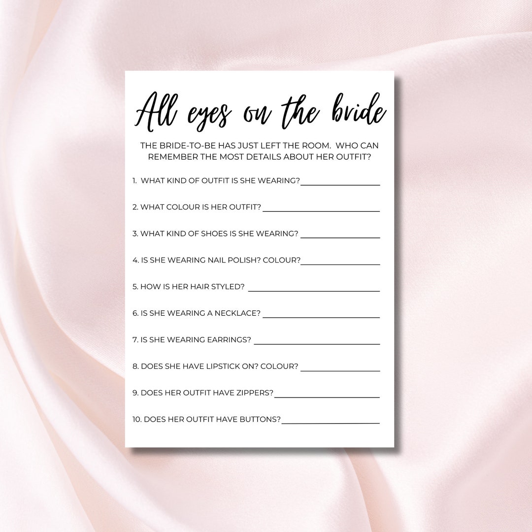 All Eyes on the Bride | Bridal Shower Game | Wedding Shower Game ...
