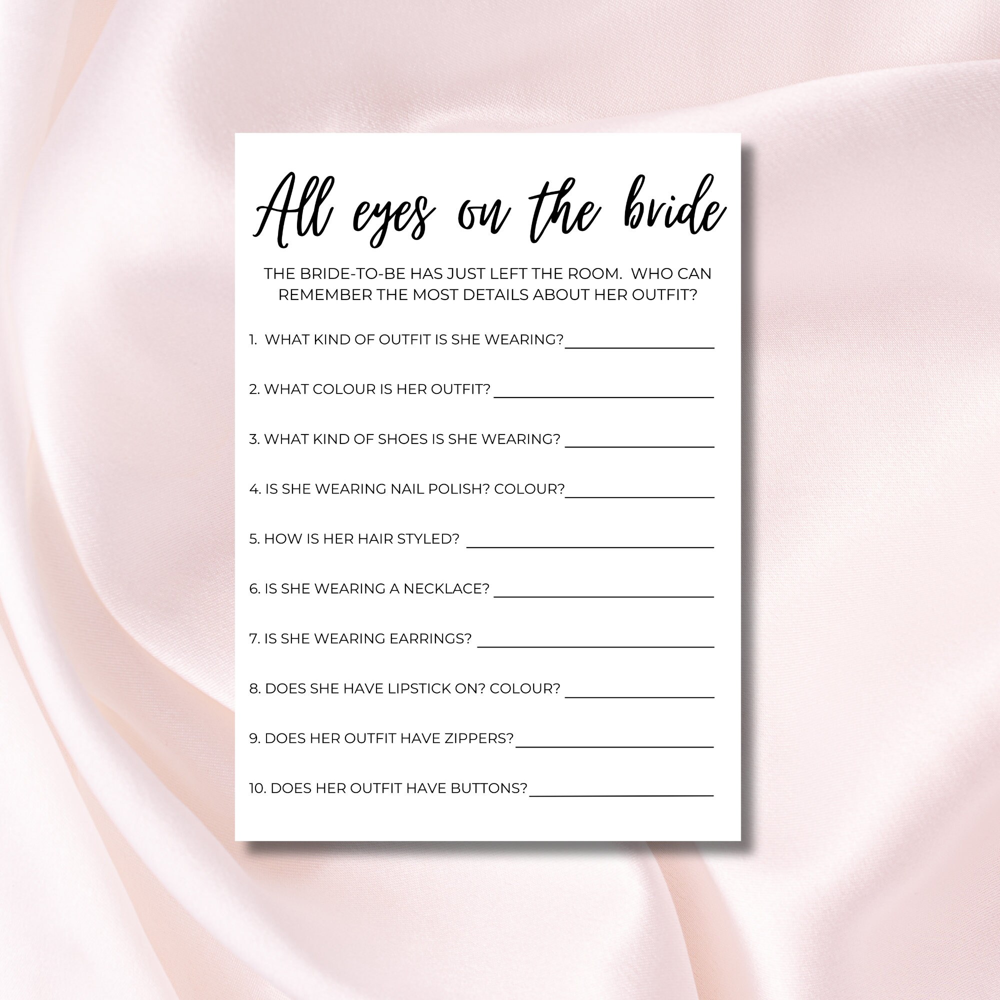 All Eyes on the Bride | Bridal Shower Game | Wedding Shower Game ...