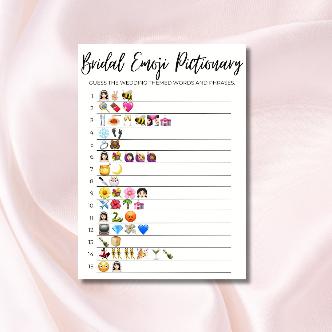 Bridal Emoji Pictionary | Bridal Shower Game | Bridal Shower Activity ...