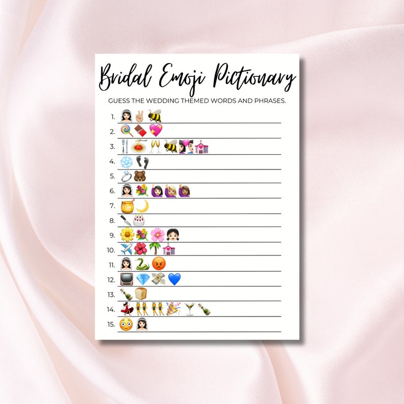 Bridal Emoji Pictionary | Bridal Shower Game | Bridal Shower Activity ...