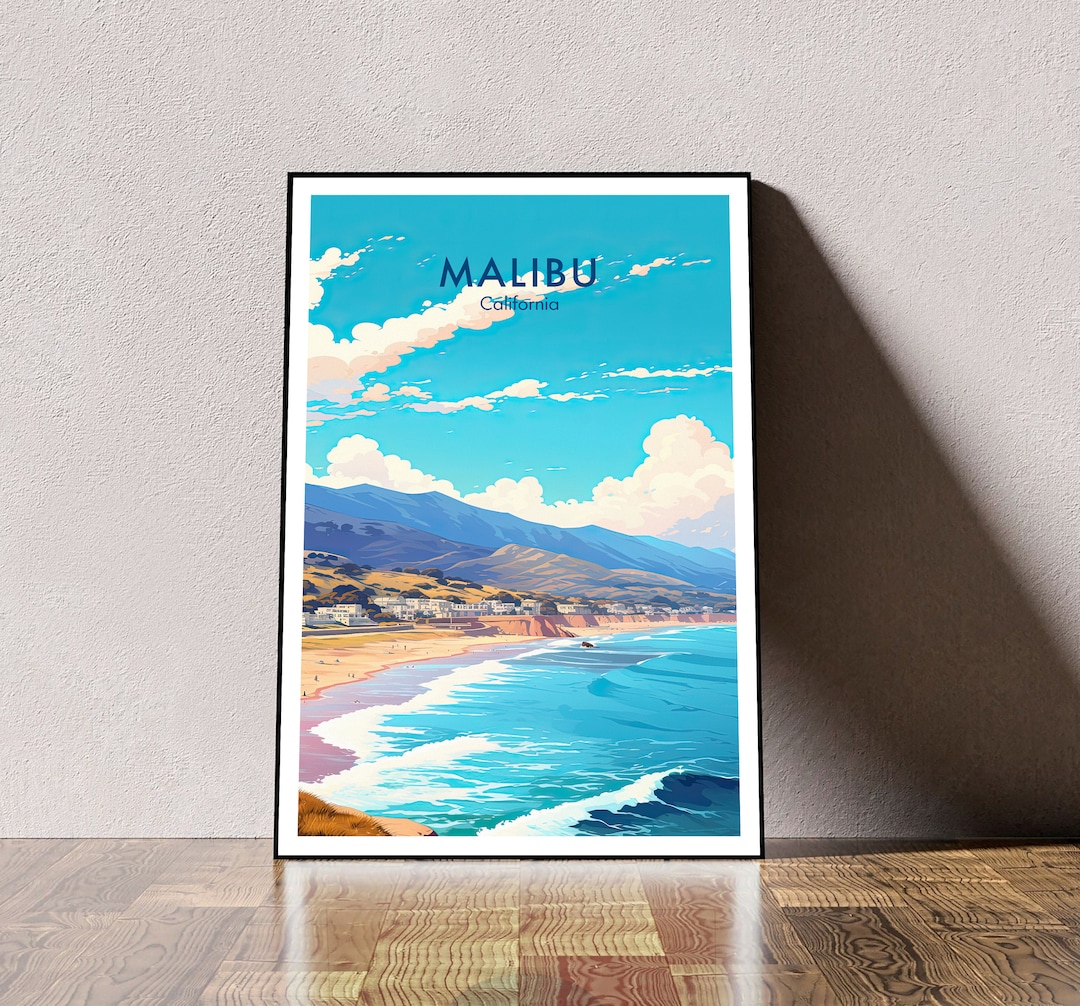 Malibu Travel Poster Malibu Print California Poster - Etsy