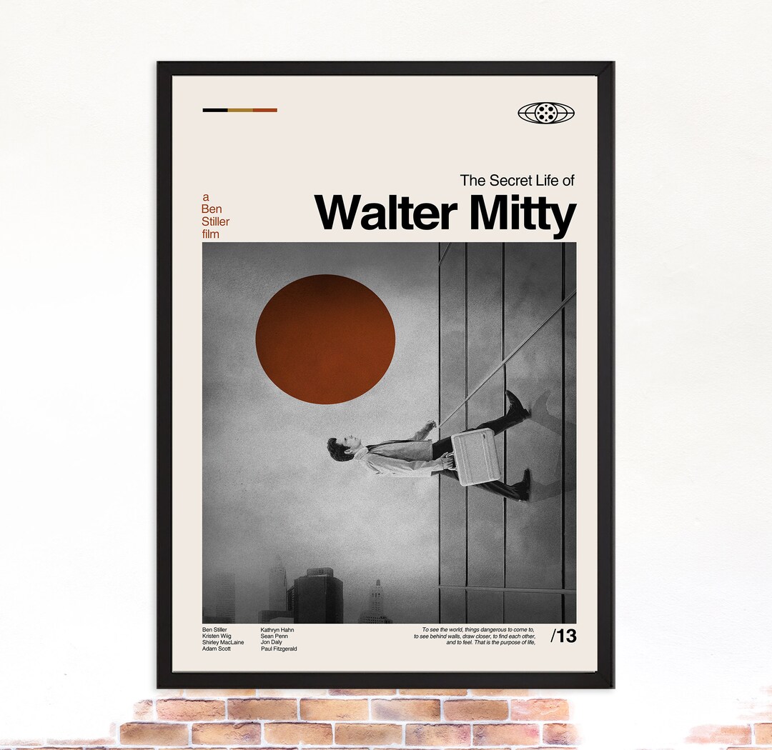 Walter Mitty Poster Walter Mitty Print Retro Movie Poster - Etsy