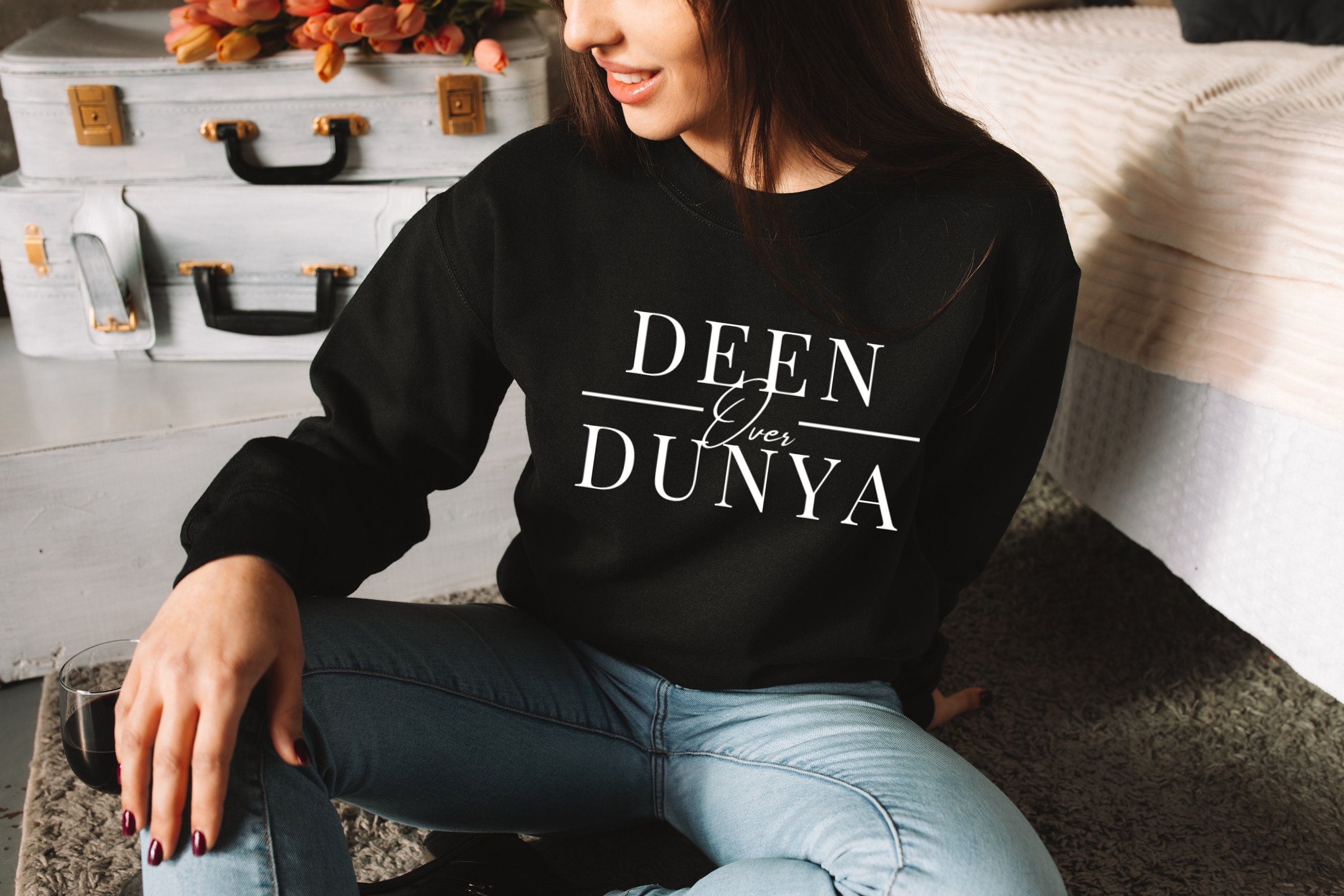 Deen Over Dunya Sweatshirt | Crewneck | Arabic | Muslim | Eid Gift ...