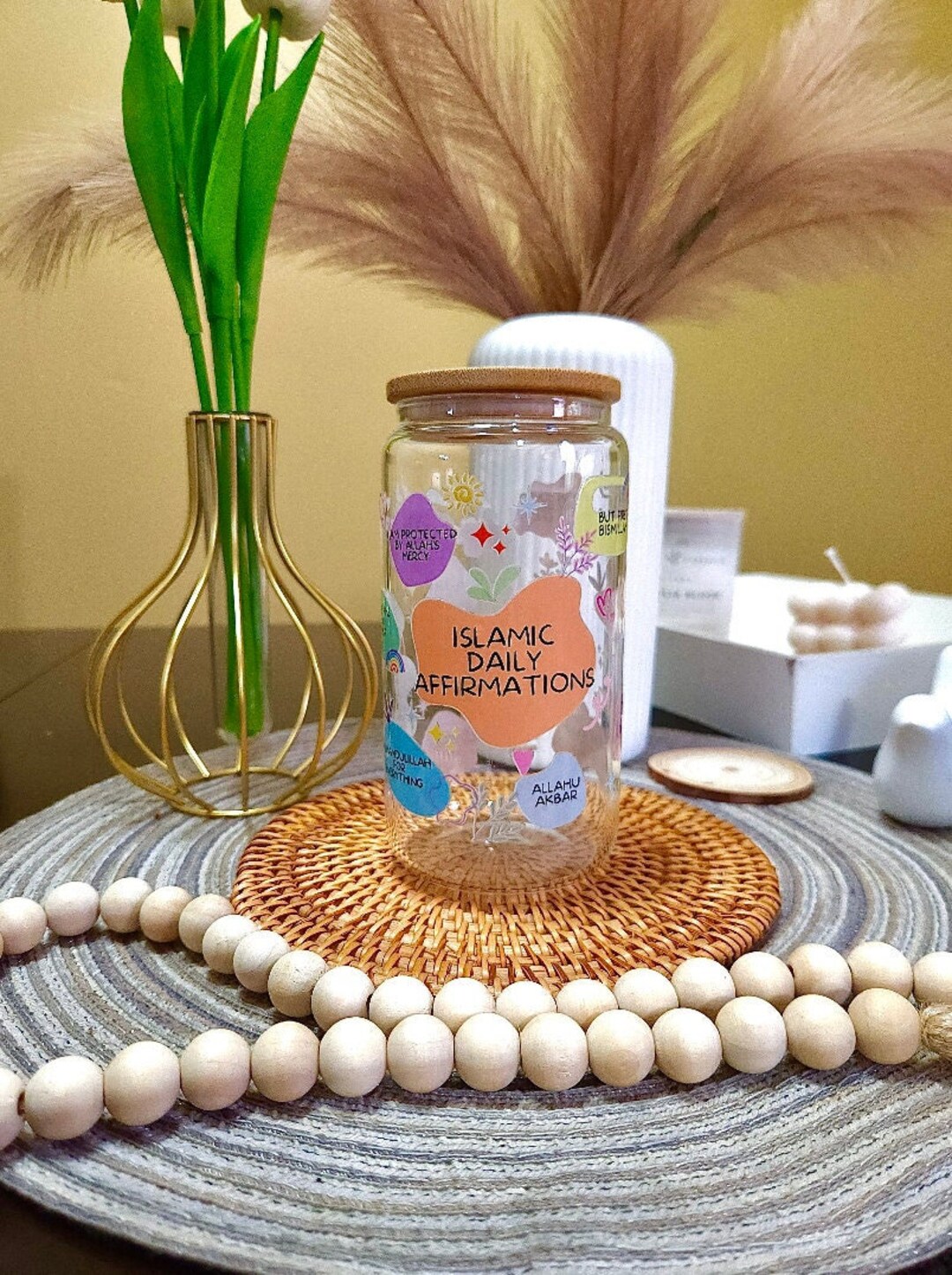 Islamic Affirmations Glass Cup | Bismillah | Ramadan | Arabic | Muslim ...