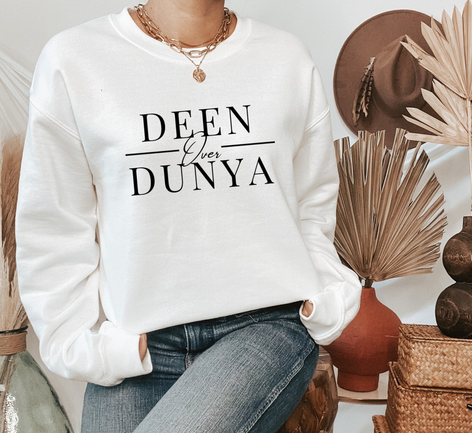 Deen Over Dunya Sweatshirt | Crewneck | Arabic | Muslim | Eid Gift ...