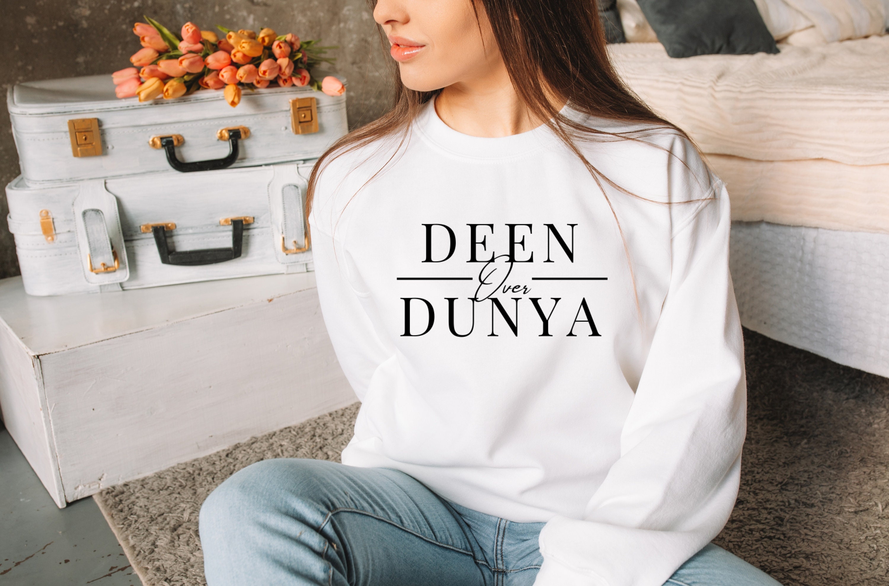 Deen Over Dunya Sweatshirt | Crewneck | Arabic | Muslim | Eid Gift ...