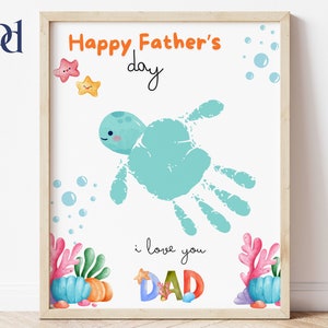 Father's Day Gift Handprint + Footprint Sea Animals, Arts + Crafts for ...