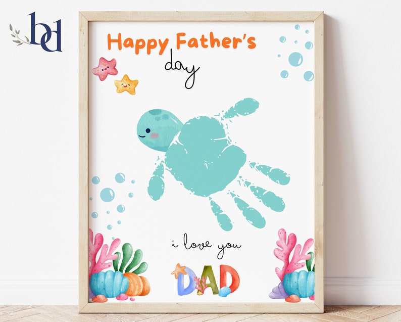 Father's Day Gift Handprint + Footprint Sea Animals, Arts + Crafts for ...