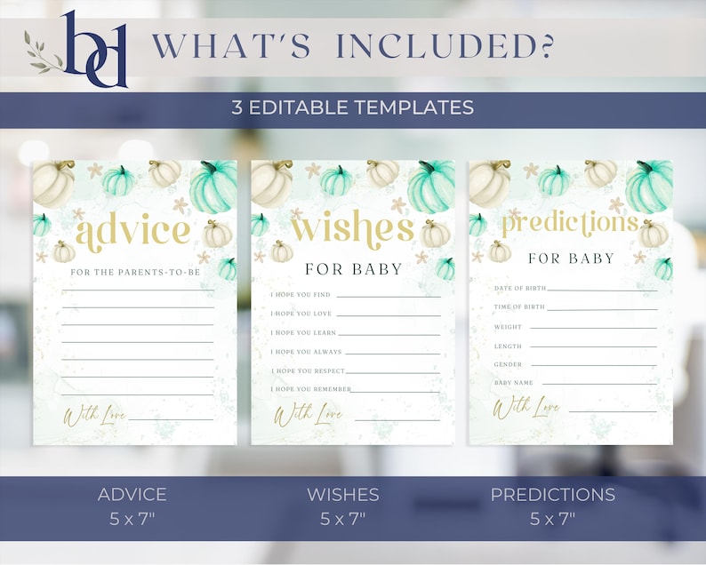 Little Pumpkin Baby Shower Advice Template, Printable & Editable Autumn ...