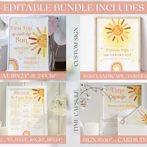 First Trip Around the Sun Birthday Invitation Bundle, Printable ...