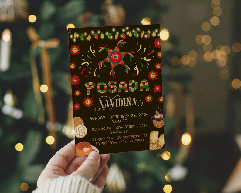 Posada Navideña Invitation Template, Editable & Printable Mexican ...