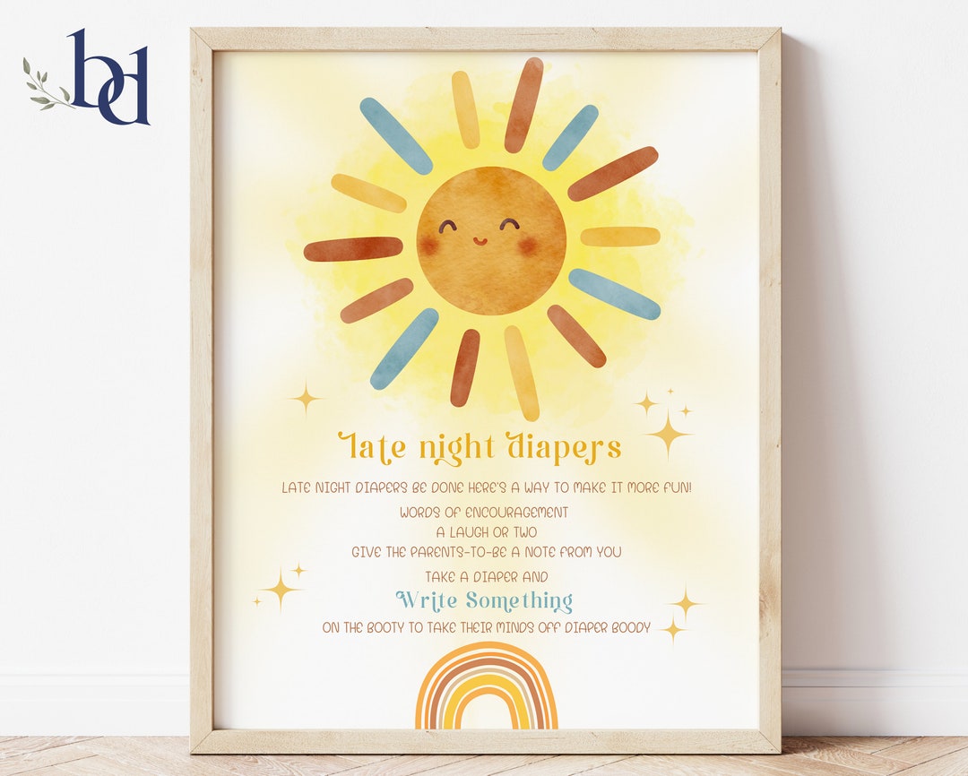 Here Comes the Son Late Night Diapers Sign Template, Editable ...