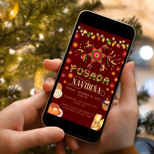 Posada Navideña Invitation Template, Editable & Printable Mexican Family Christmas Reunion ...