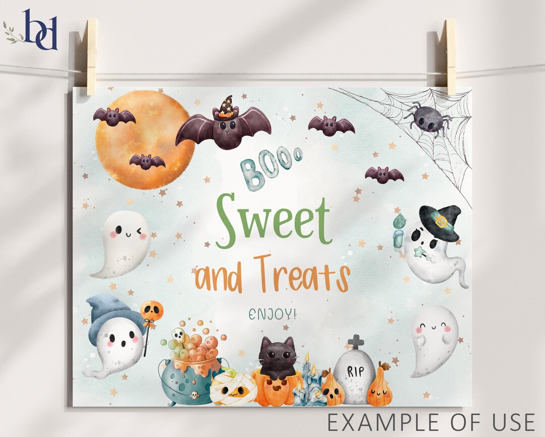 Custom Hey Boo Sign Template, Baby Boy First Halloween Birthday Sign ...