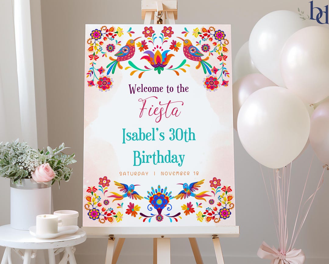 Mexican Otomi 30th Birthday Welcome Sign Template, Personalized ...