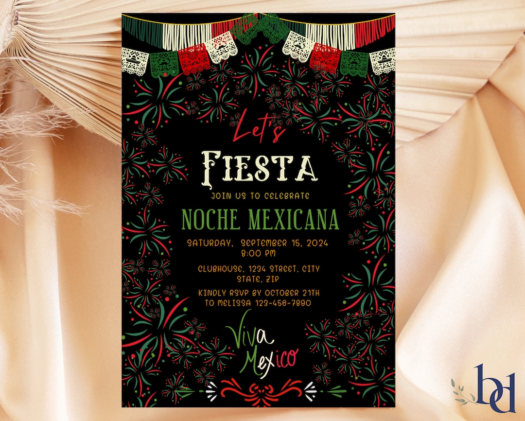 Mexican Fiesta Invitation Template, Editable Mexican National Holiday ...