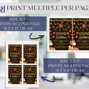 Posada Navideña Invitation Template, Editable & Printable Mexican Family Christmas Reunion ...