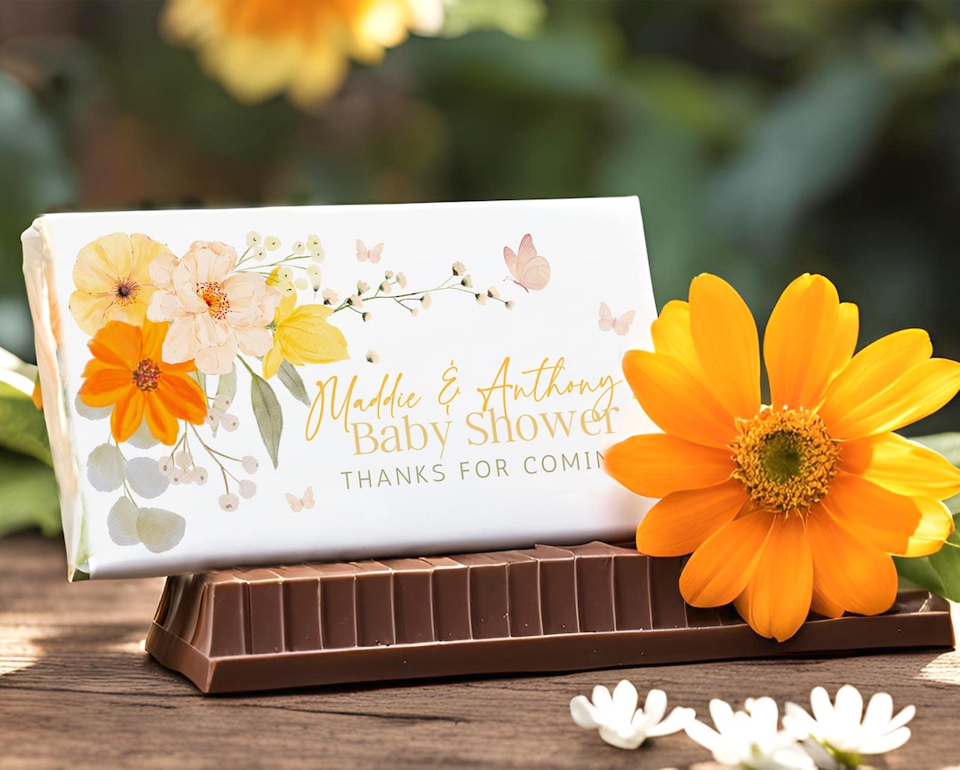 Baby in Bloom Chocolate Bar Wrapper Template, Editable & Printable ...