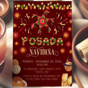 Posada Navideña Invitation Template, Editable & Printable Mexican ...