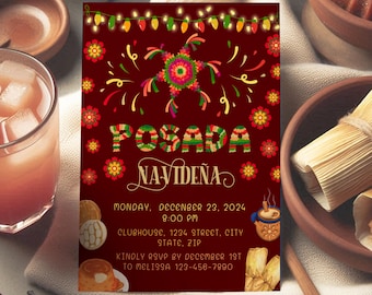 Mexican Christmas Party Invitation, Editable Digital Template, Posada - Etsy