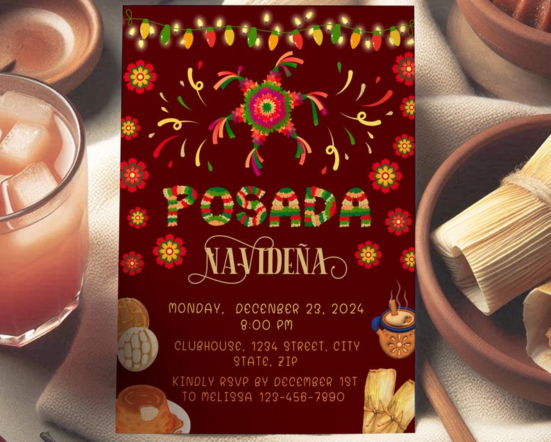 Posada Navideña Invitation Template, Editable & Printable Mexican ...