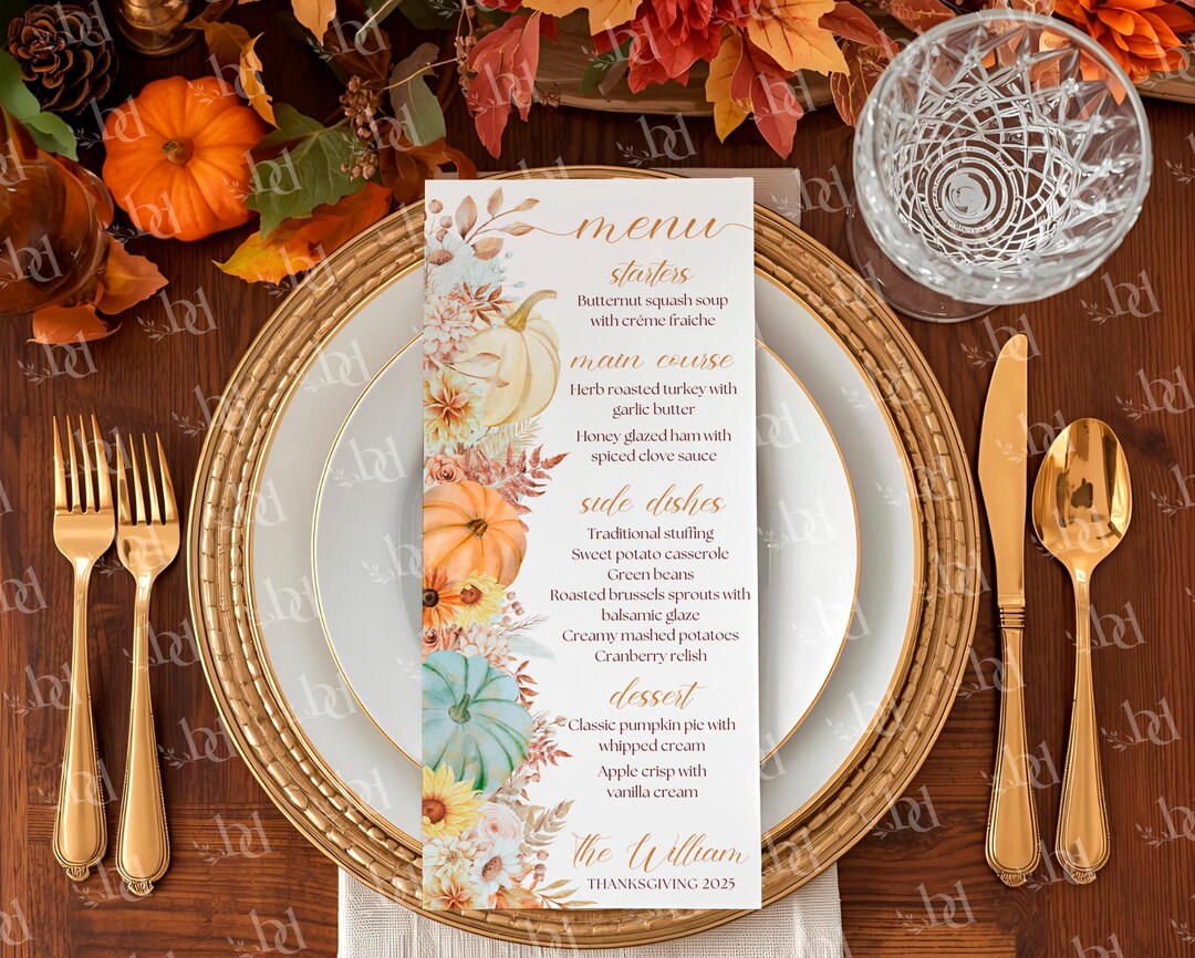 Family Reunion Menu Card Template, Printable & Editable Pumpkins ...