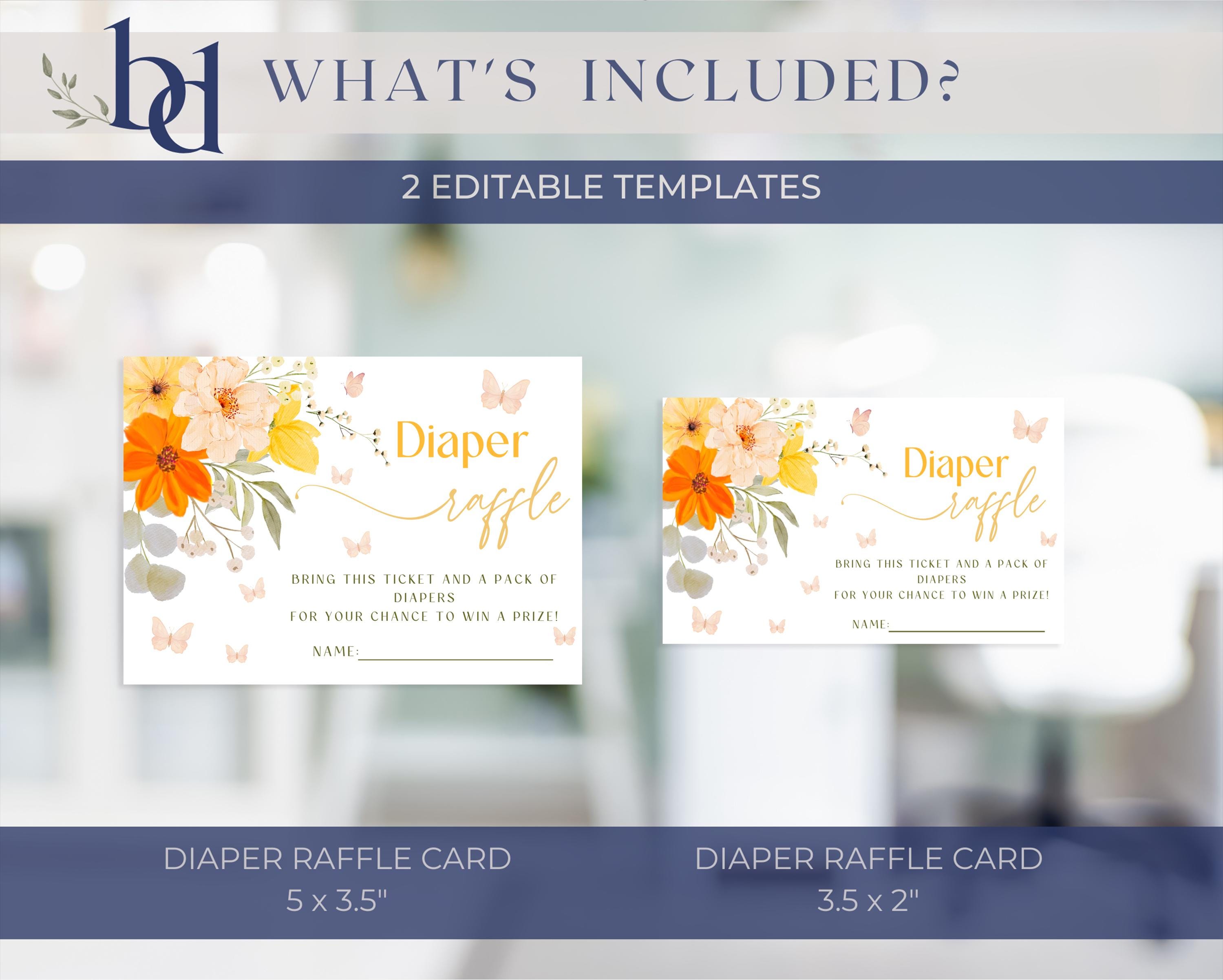 Baby in Bloom Diaper Raffle Template, Editable & Printable Baby Shower ...