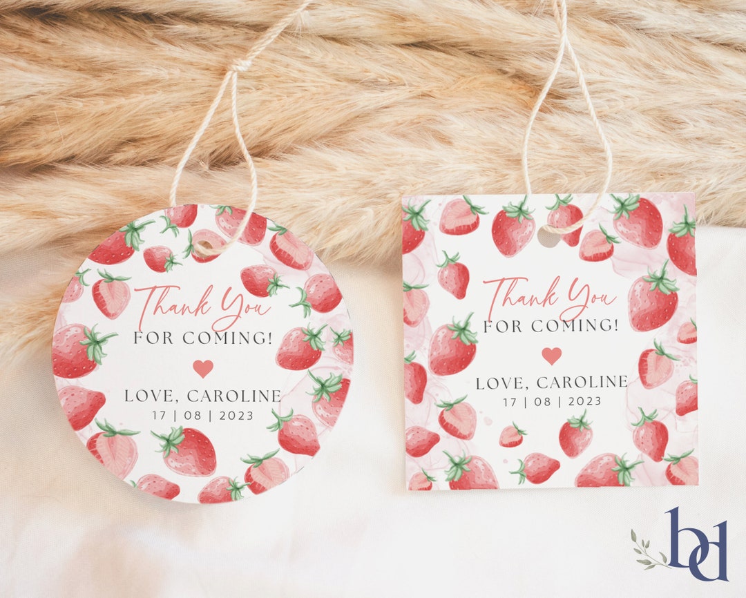 Berry First Birthday Gift Tags Template, Strawberry First Birthday ...