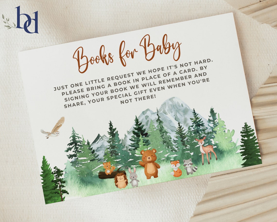 Woodland Books for Baby Template, Book for Baby Animals Baby Shower ...