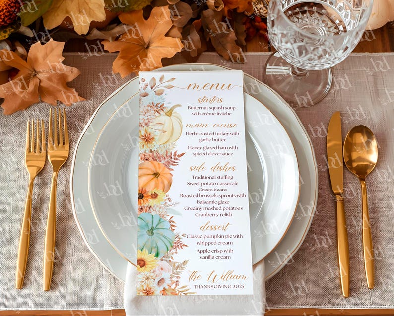 Family Reunion Menu Card Template, Printable & Editable Pumpkins ...