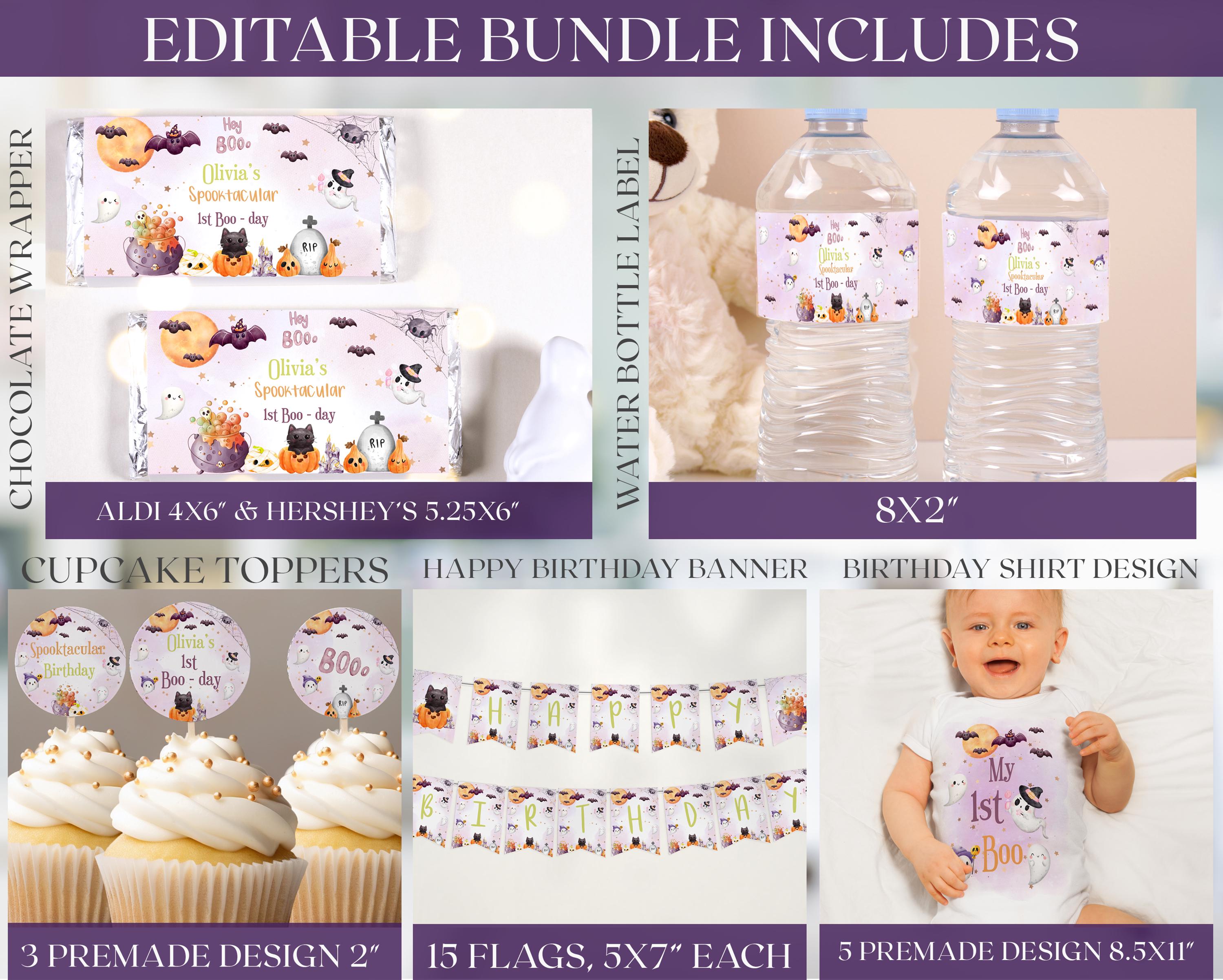 Editable Hey Boo First Birthday Invitation Bundle, Cute Halloween ...