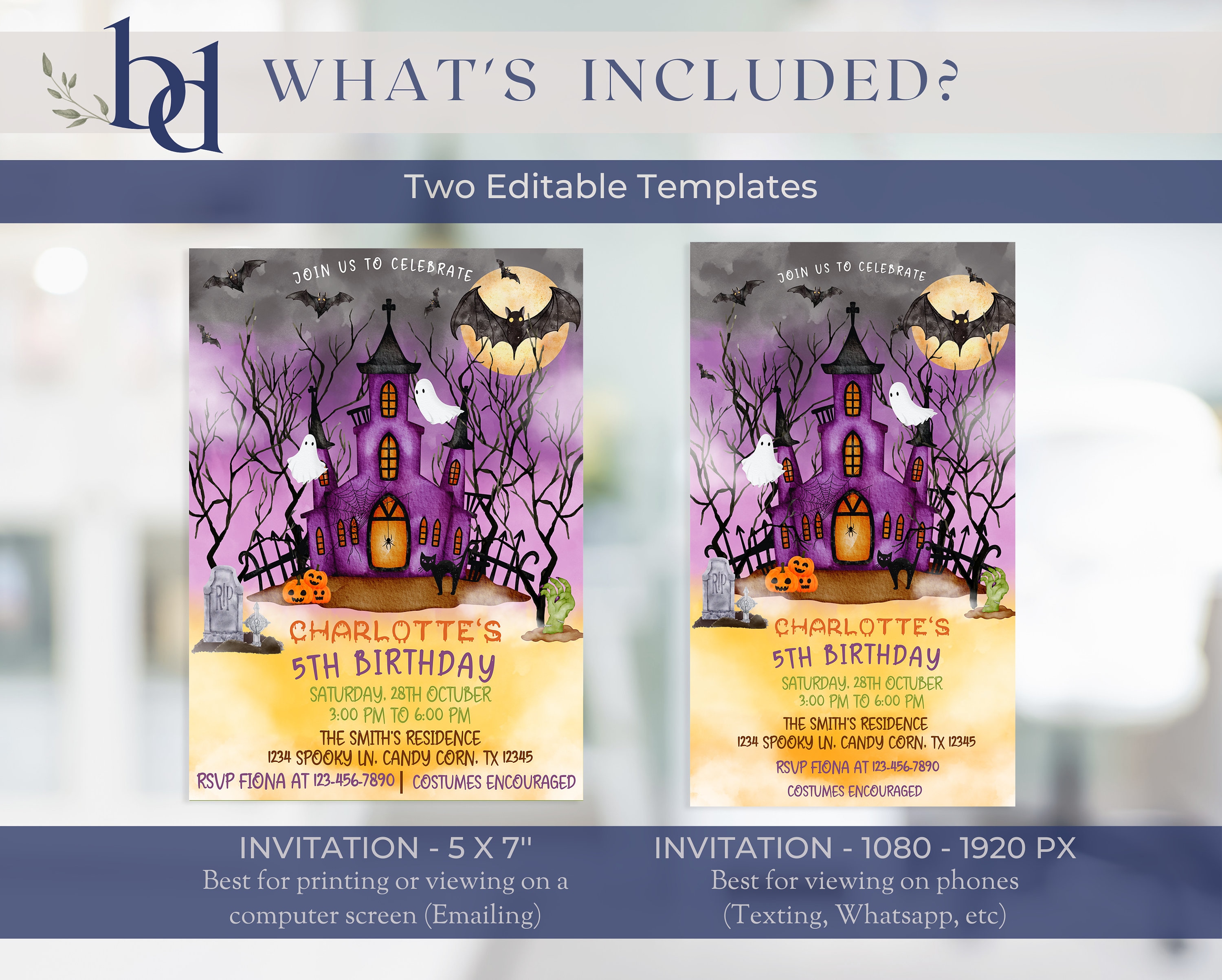 Haunted House Birthday Invitation Template, Editable Halloween Party ...