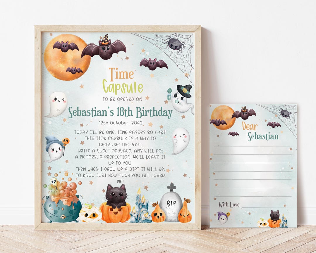 Hey Boo 1st Birthday Boy Time Capsule Template, Baby First Halloween ...
