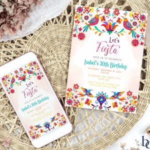 Mexican Otomi 30th Birthday Invitation Template, Personalized Birthday ...