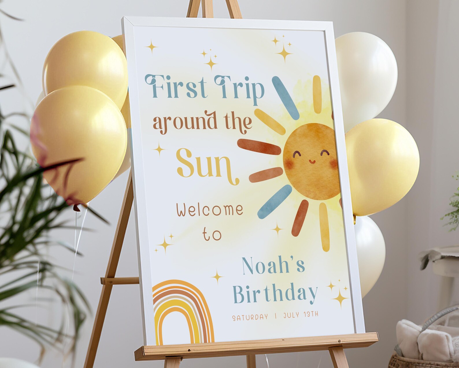 First Trip Around the Sun Welcome Sign Template, Sun Themed First ...