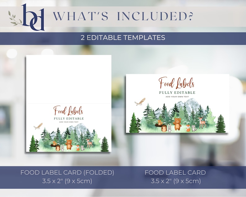 Woodland Creatures Food Label Template, Baby Shower Place Card ...