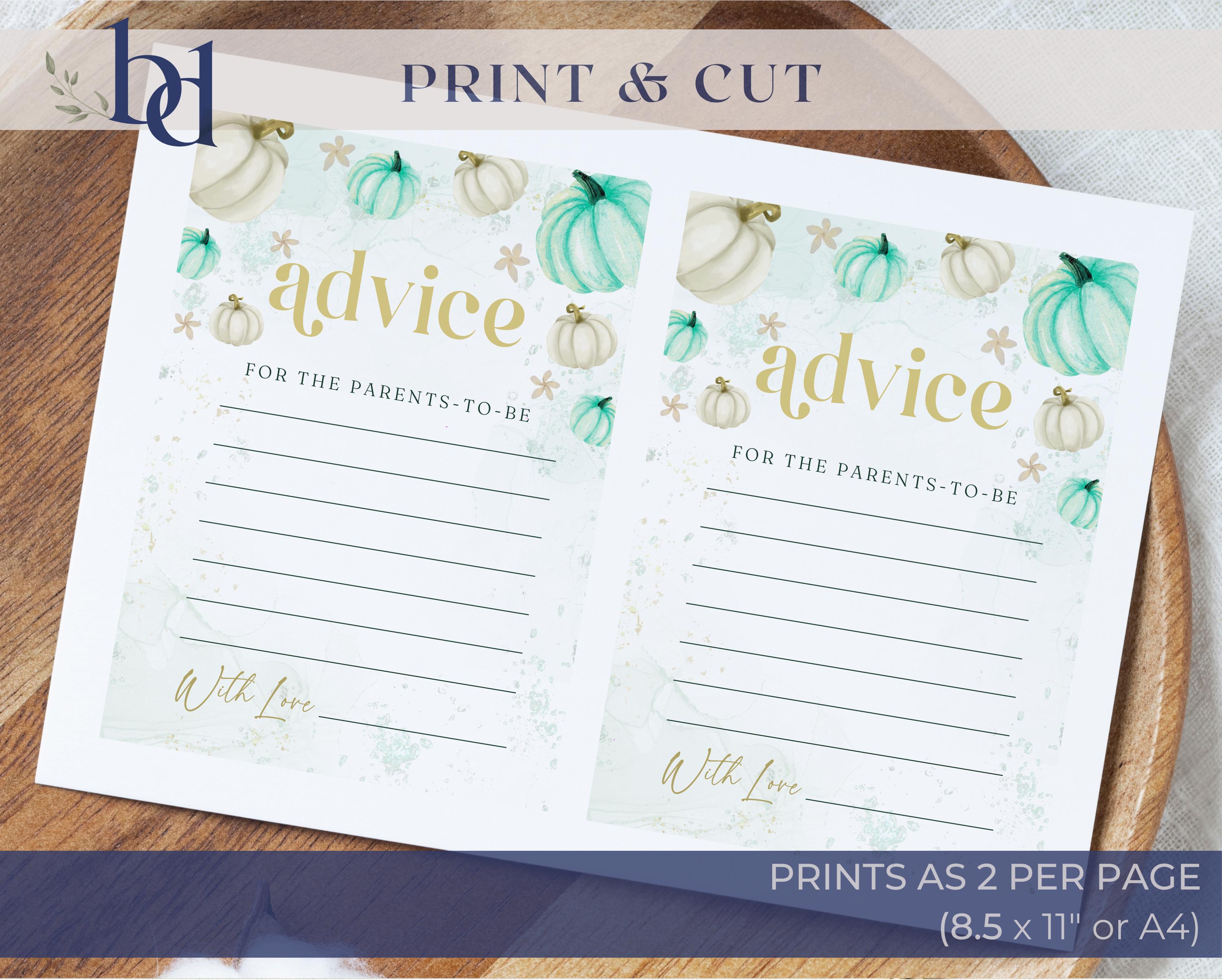Little Pumpkin Baby Shower Advice Template, Printable & Editable Autumn ...