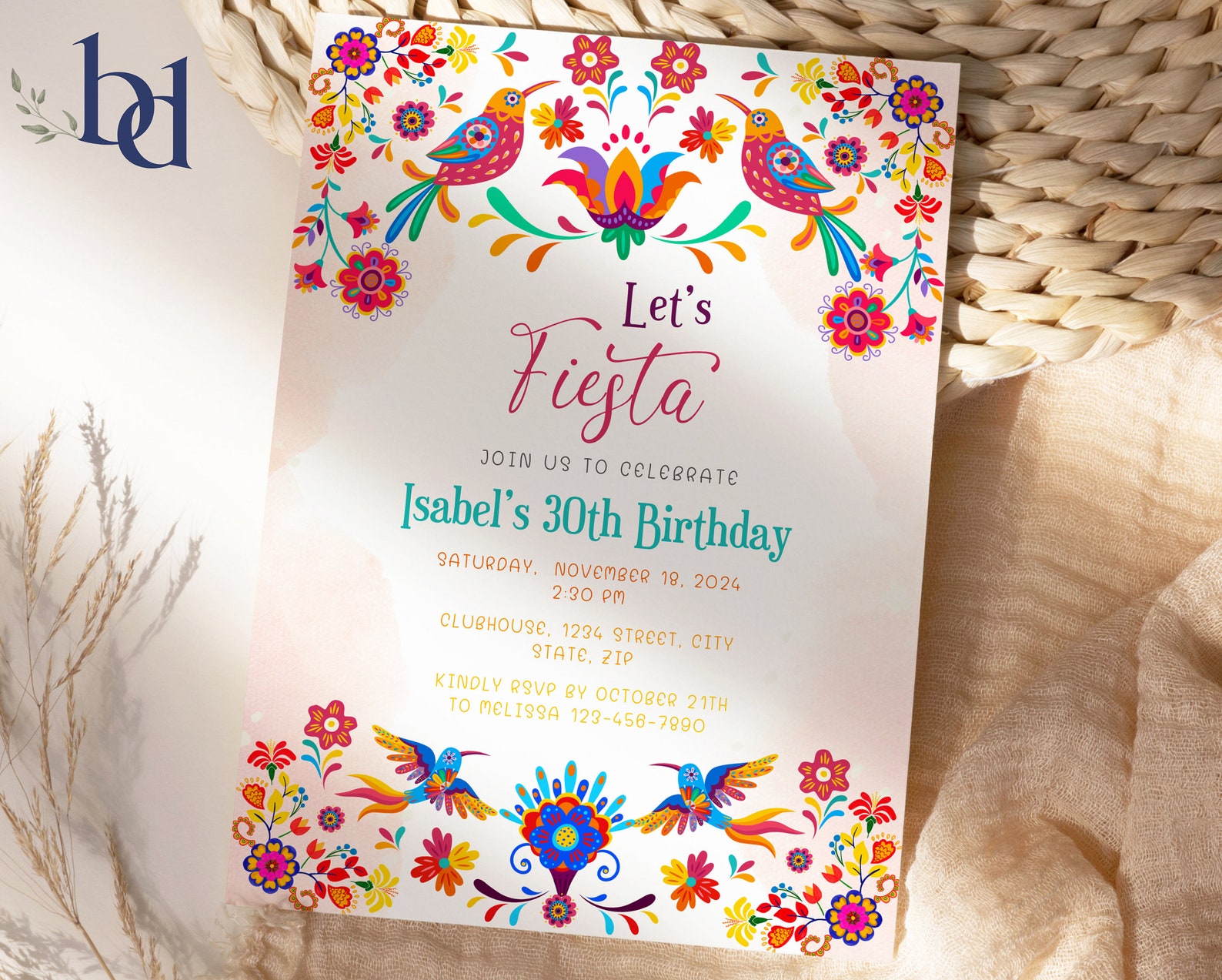 Mexican Otomi 30th Birthday Invitation Template, Personalized Birthday ...