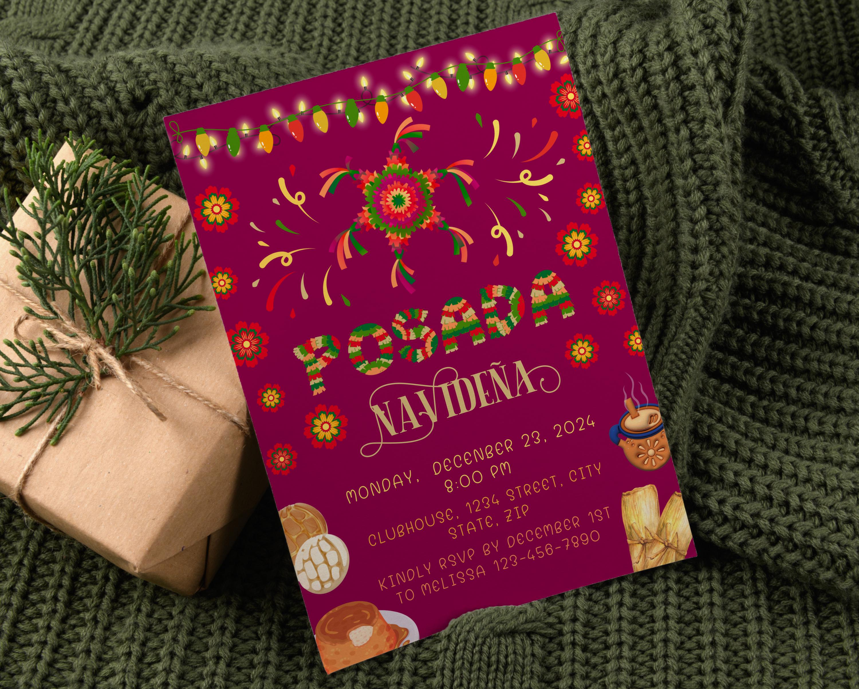 Posada Navideña Invitation Template, Editable & Printable Mexican ...