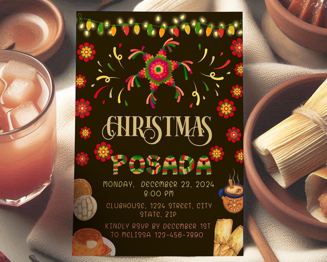 Christmas Posada Invitation Template, Editable & Printable Mexican Family Christmas Reunion ...