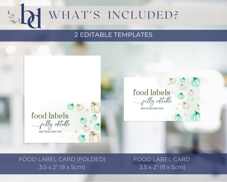 Little Pumpkin Baby Shower Food Labels Template, Editable & Printable ...