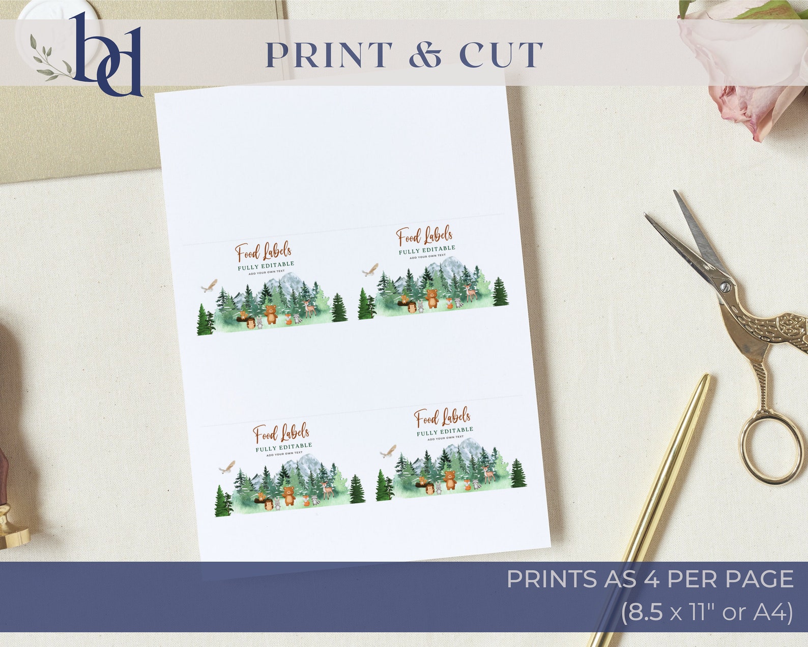 Woodland Creatures Food Label Template, Baby Shower Place Card ...