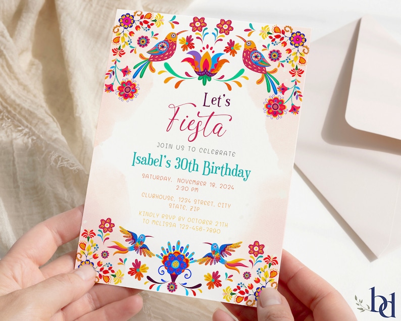 Mexican Otomi 30th Birthday Invitation Template, Personalized Birthday ...