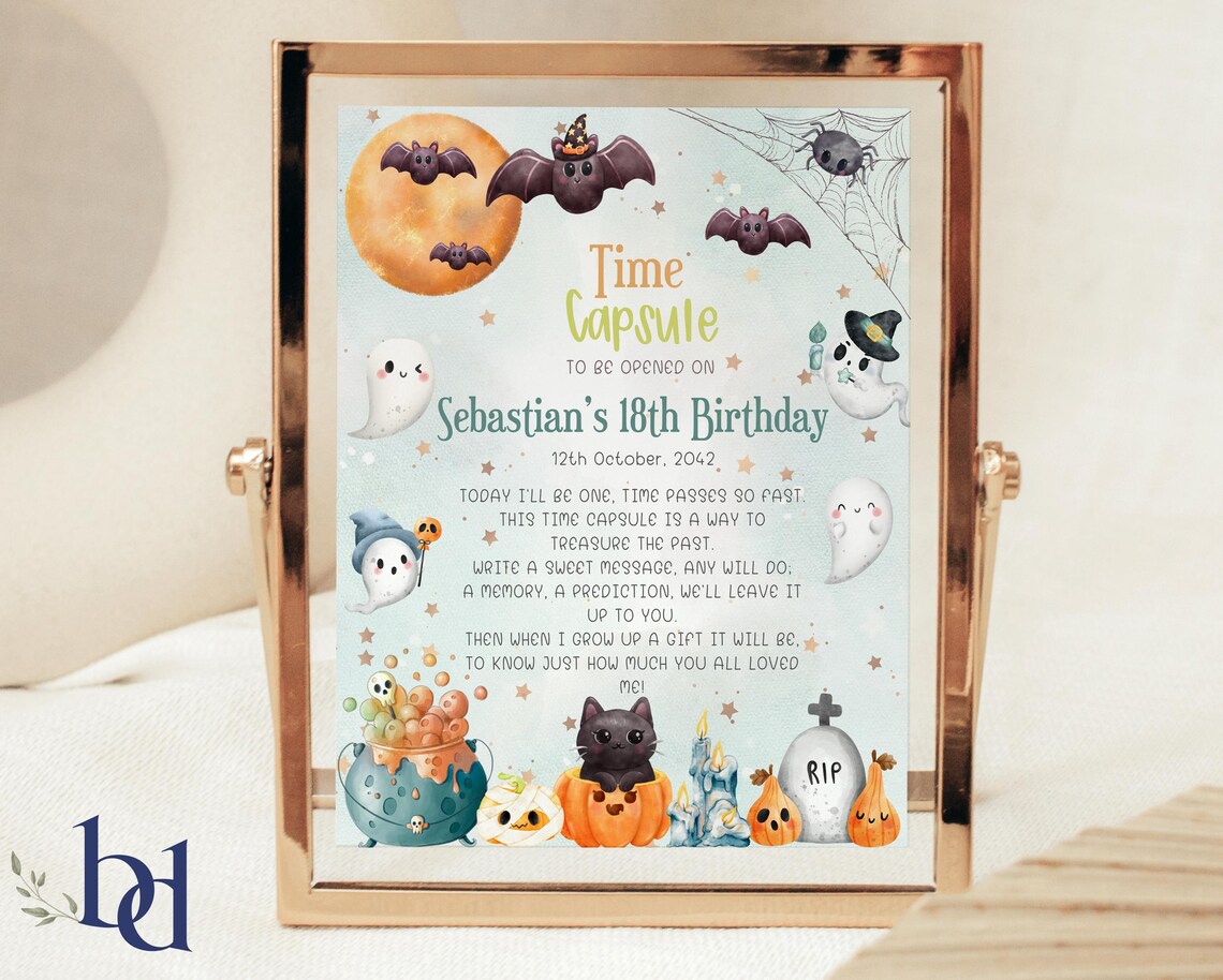 Hey Boo 1st Birthday Boy Time Capsule Template, Baby First Halloween ...