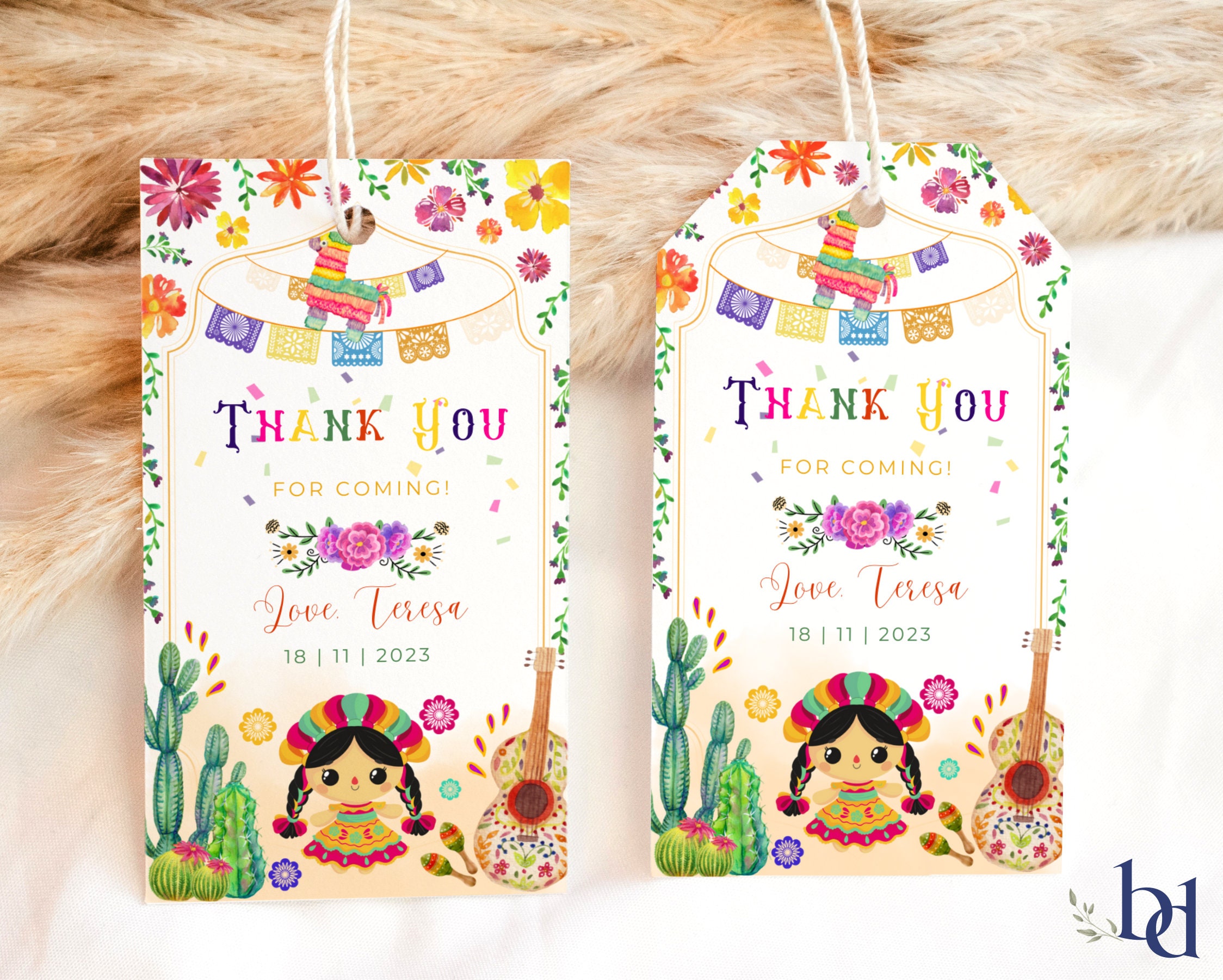 Mexican Gift Tag Template, Mexican 1st Birthday Favor Tags, Editable ...