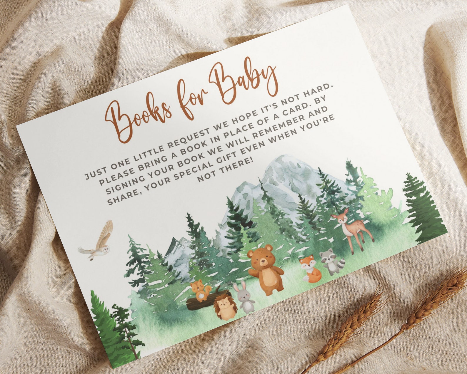 Woodland Books for Baby Template, Book for Baby Animals Baby Shower ...