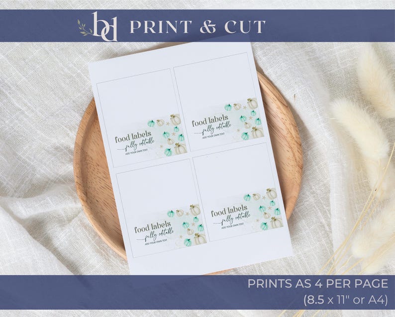 Little Pumpkin Baby Shower Food Labels Template, Editable & Printable ...
