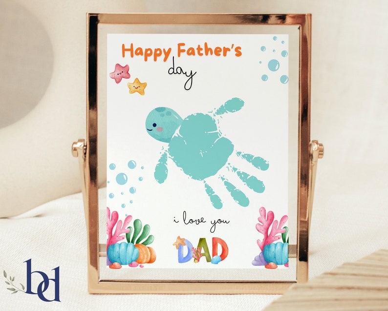 Father's Day Gift Handprint + Footprint Sea Animals, Arts + Crafts for ...